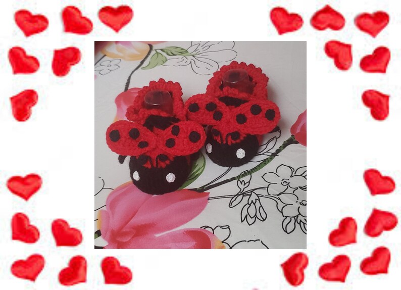 Valentine's Day Baby Booties, Ladybug Red Baby Booties, Ladybug Baby ...