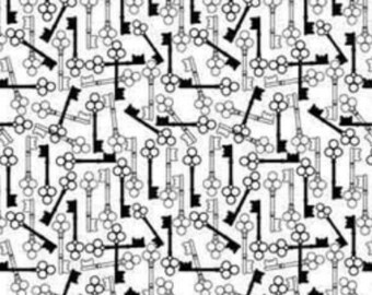 Vintage Skeleton Key Fabric Stylized Antique Keys on White - Etsy