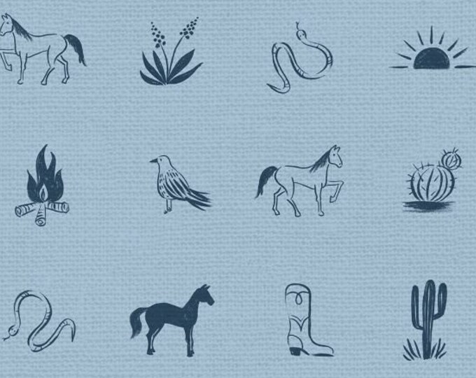 REMNANT Paintbrush Studio Desert Horse Wild West Icons Blue - Etsy