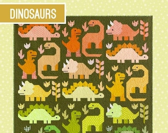 Dinosaurs Small Quilt Kit Featuring Paintbox by Elizabeth Hartman for ...