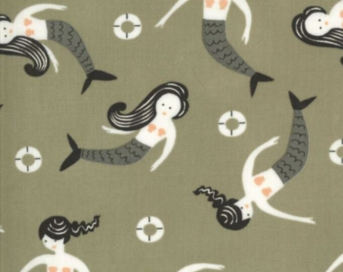 FAT QUARTER Moda Fish Tales by Annie Brady Mermaids Fog - Etsy