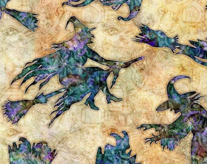 FAT QUARTER Quilting Treasures Wicked by Dan Morris Witch Toss Ecru - Etsy