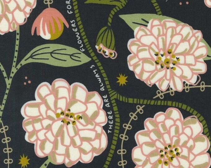 Moda IMAGINARY FLOWERS by Gingiber Matisses Garden Large Floral Ebony ...