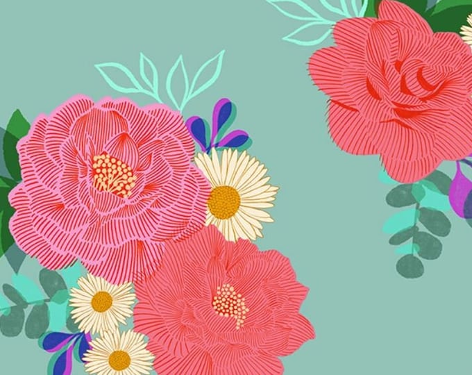 REMNANT 108" WIDEBACK Moda Ruby Star Society Camellia Wideback by Alexia Abegg Ocean - Etsy