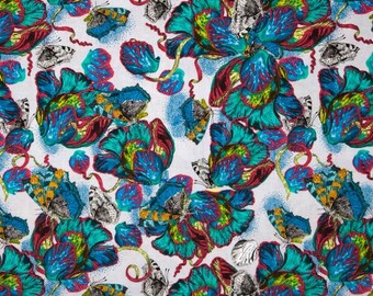 Bright floral fabric | Etsy