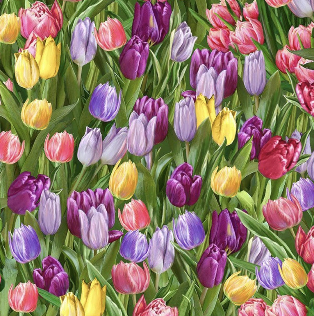 Timeless Treasures JUST HATCHED Tulip Field - Etsy