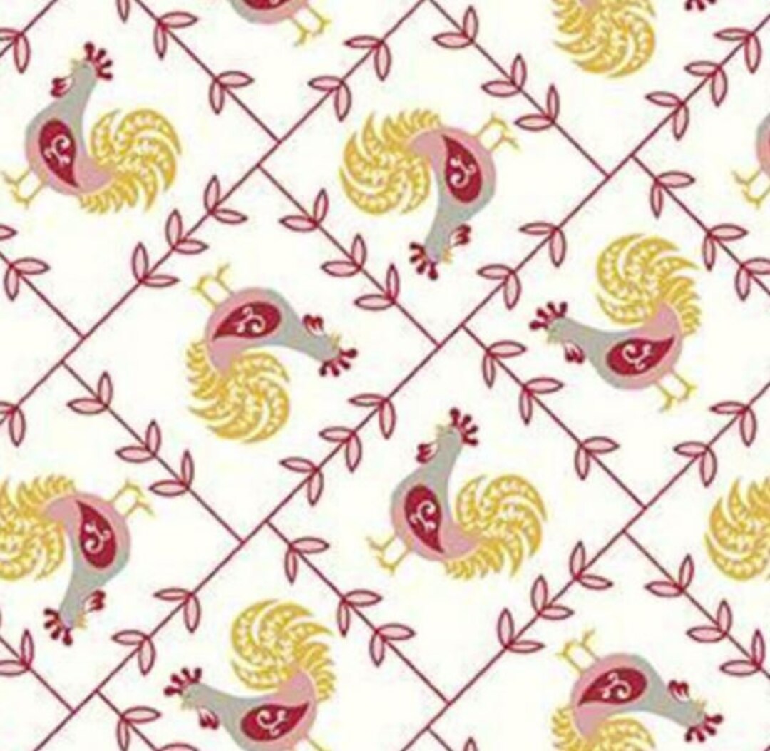 Riley Blake COOK BOOK by Lori Holt Rooster Coral - Etsy