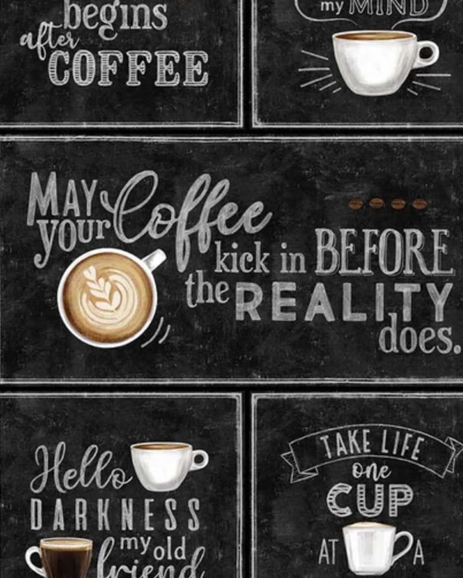 Northcott Cafe Culture Coffee Blocks Panel Black/multi - Etsy