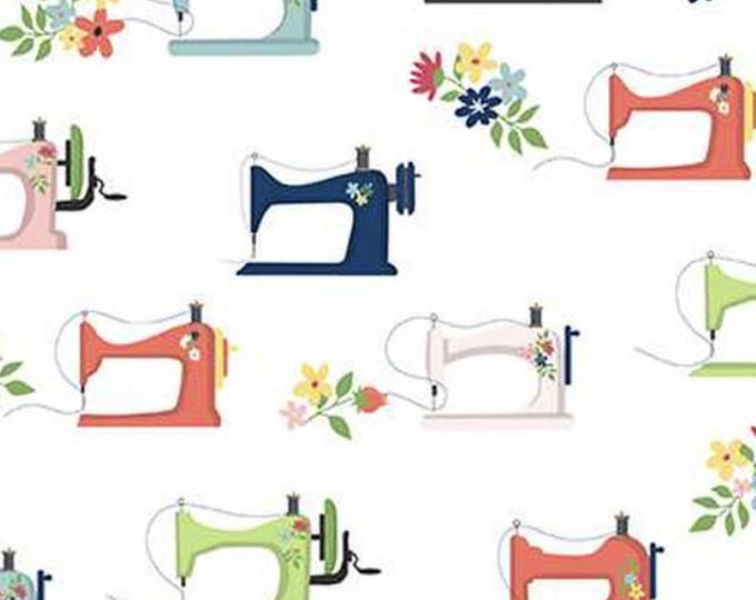 Riley Blake - Sew Much Fun - Sewing Machines - White - Etsy