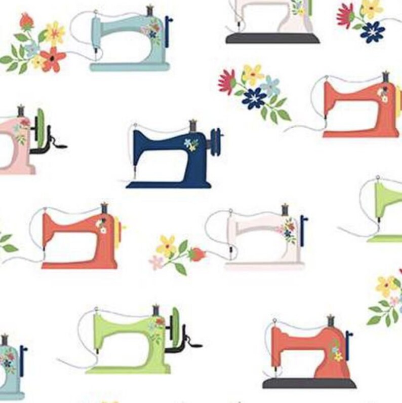 Riley Blake Sew Much Fun Sewing Machines White - Etsy