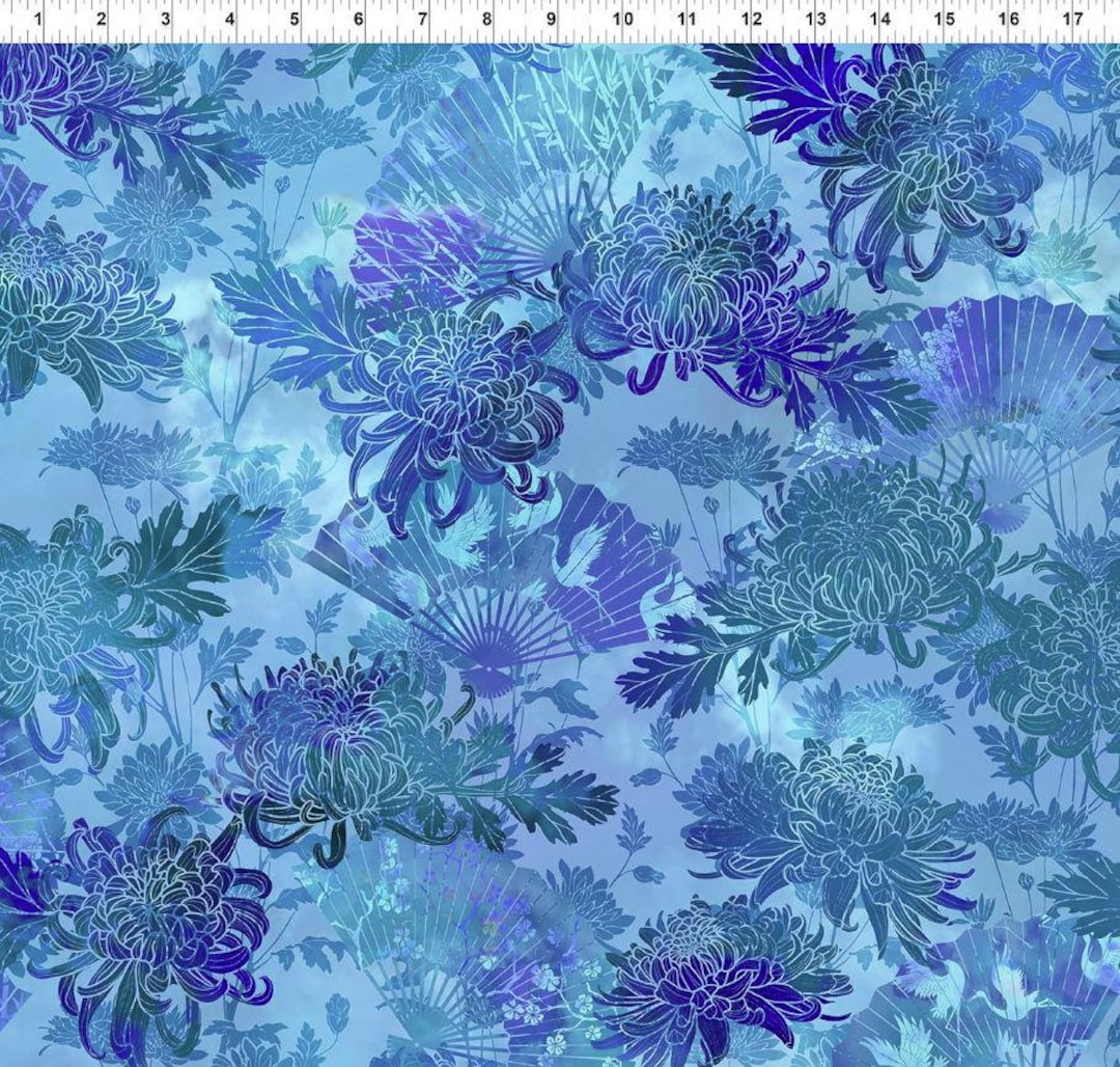 In the Beginning ORIENTAL GARDENS by Jason Yenter Fans & Mums Blue - Etsy