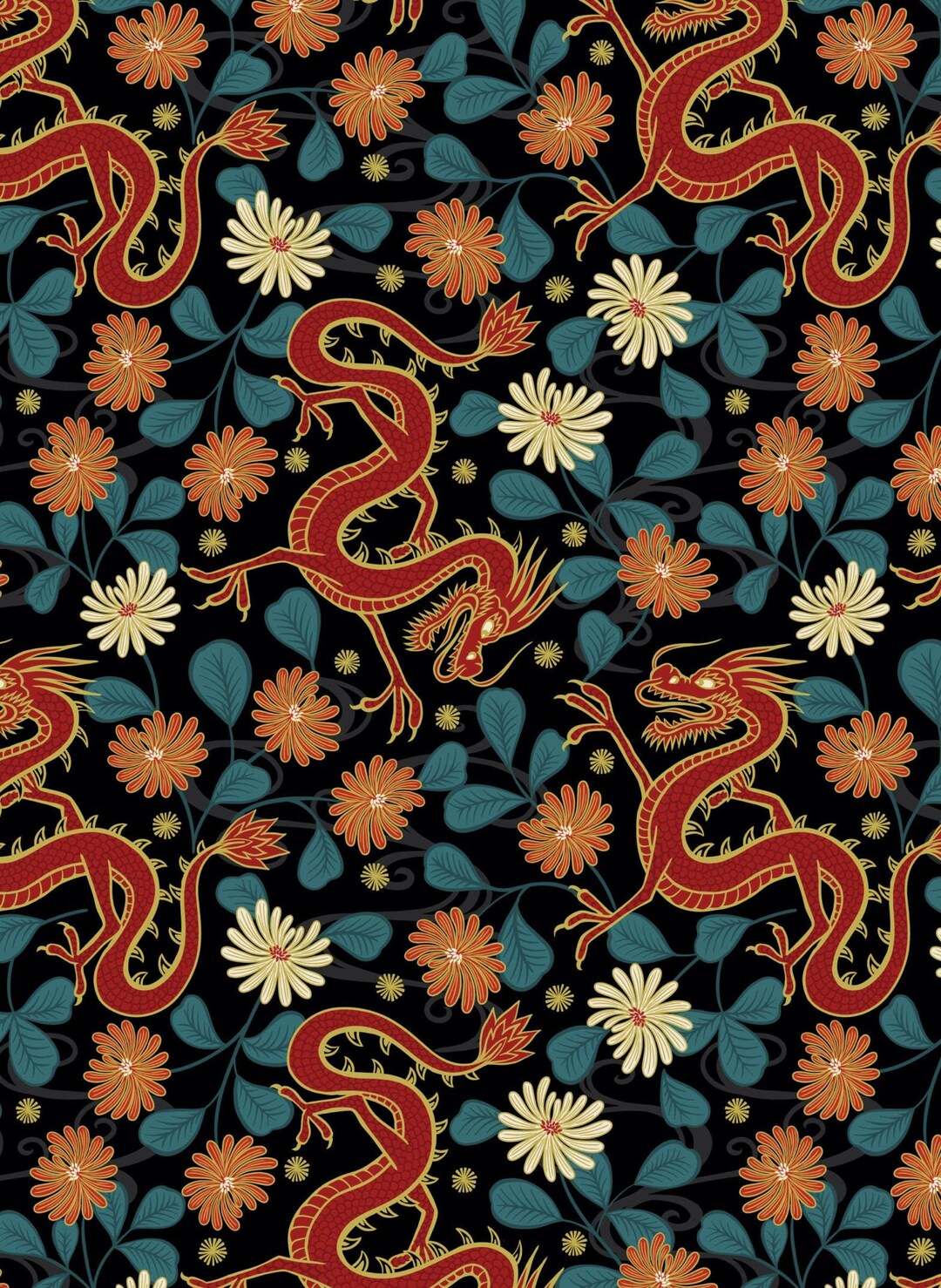 Lewis & Irene YEAR of the DRAGON Dragon on Black/gold (METALLIC) - Etsy