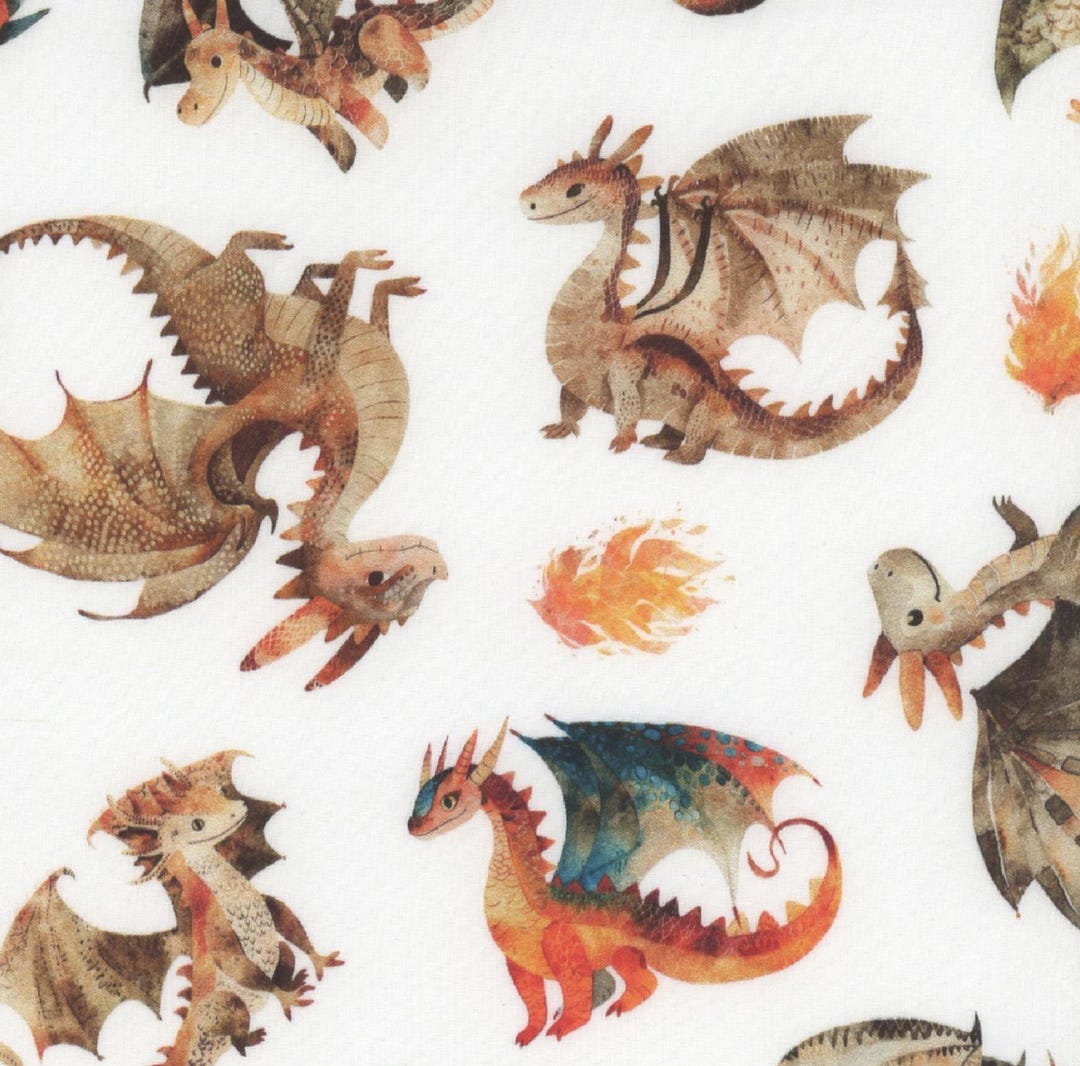 Quilting Treasures DRAGON DREAMS by Dan Morris Dragons White - Etsy