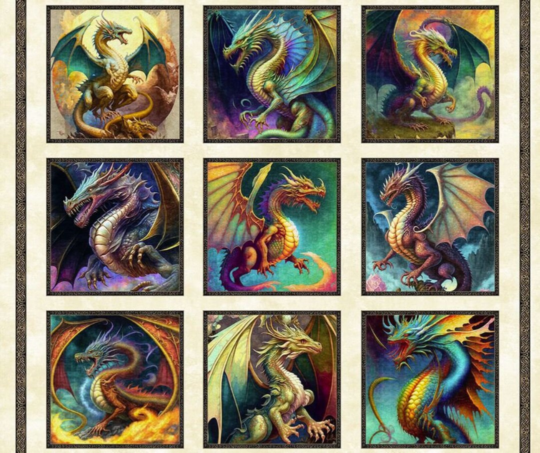 Quilting Treasures DRAGON FYRE by Dan Morris Dragon Picture Patches ...