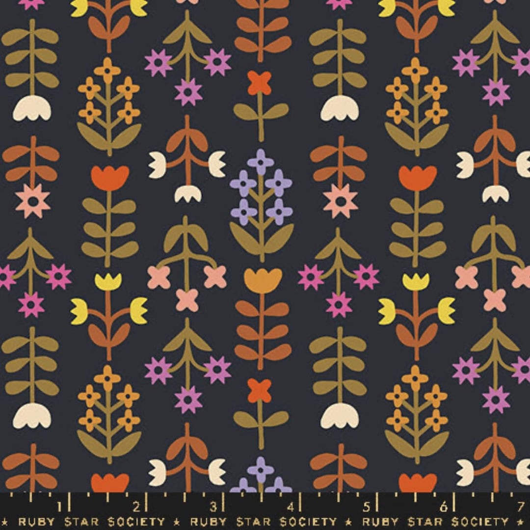 Moda Ruby Star Society FAVORITE FLOWERS Meadow Soft Black - Etsy