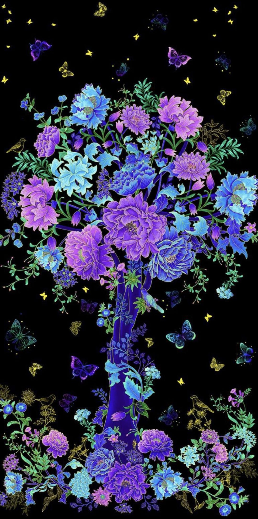 Timeless Treasures GILDED PLUME by Chong a Hwang Floral Tree Panel ...