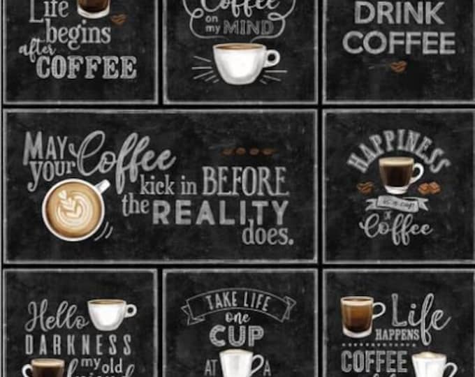 Northcott CAFE CULTURE Coffee Blocks PANEL - Etsy