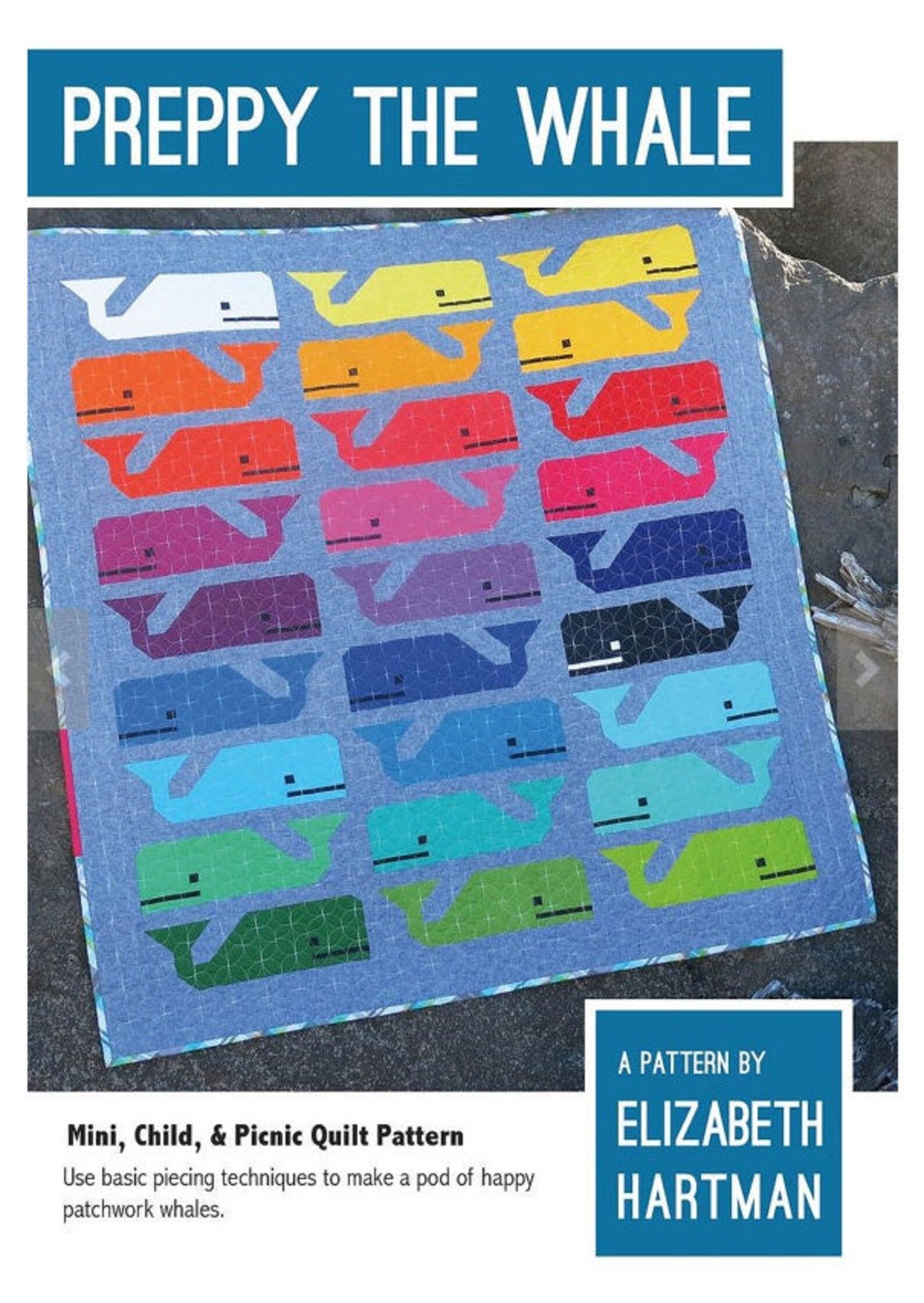 Preppy the Whale Quilt Pattern by Elizabeth Hartman - Etsy