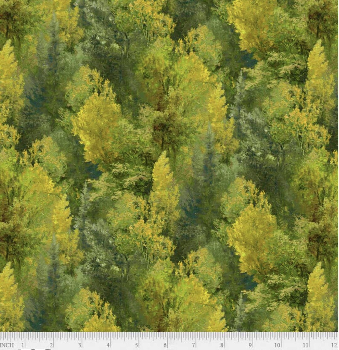 P&B Textiles AUTUMN RETREAT Trees Green - Etsy