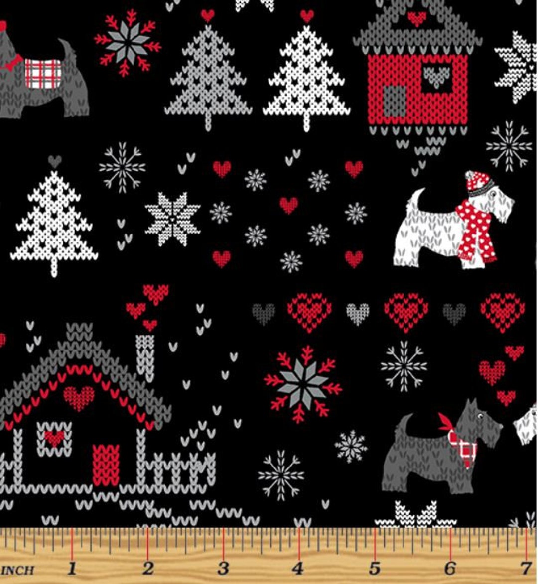 Benartex Knit & Caboodle Snow in Love Black - Etsy