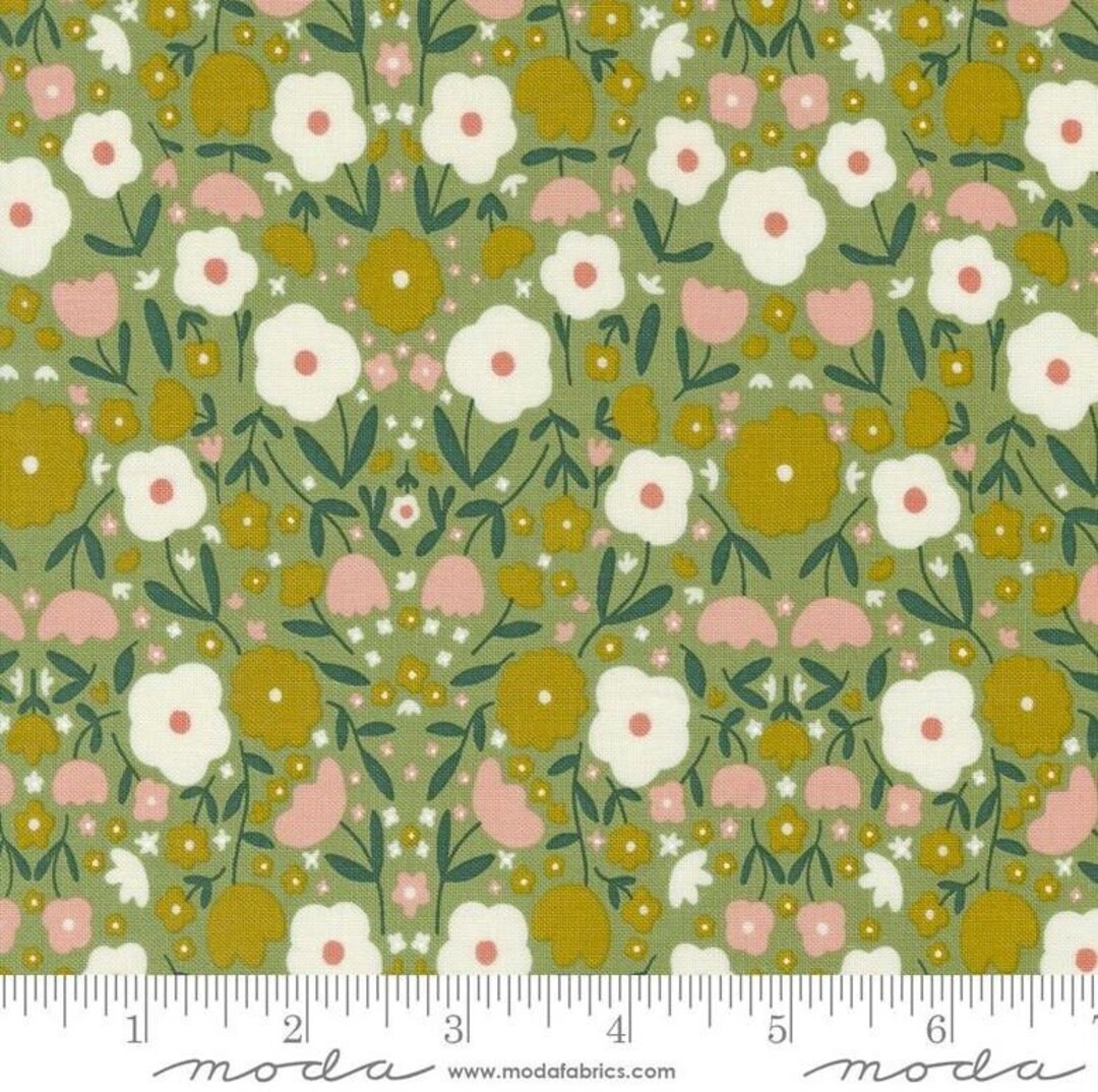 Moda IMAGINARY FLOWERS by Gingiber Peppy Petals Sage - Etsy