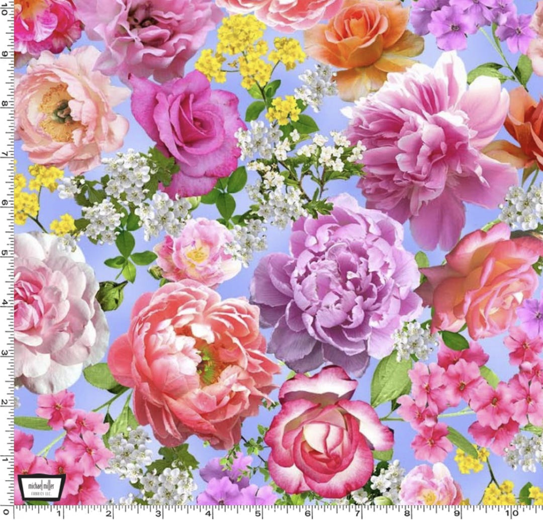 Michael Miller GARDEN SPLENDOR Flower Splendor Blue - Etsy