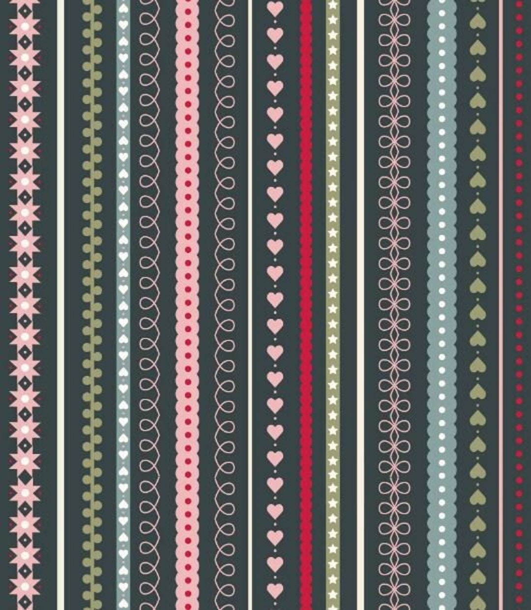 FAT QUARTER Lewis & Irene Gingerbread Season Festive Stripes Charcoal ...