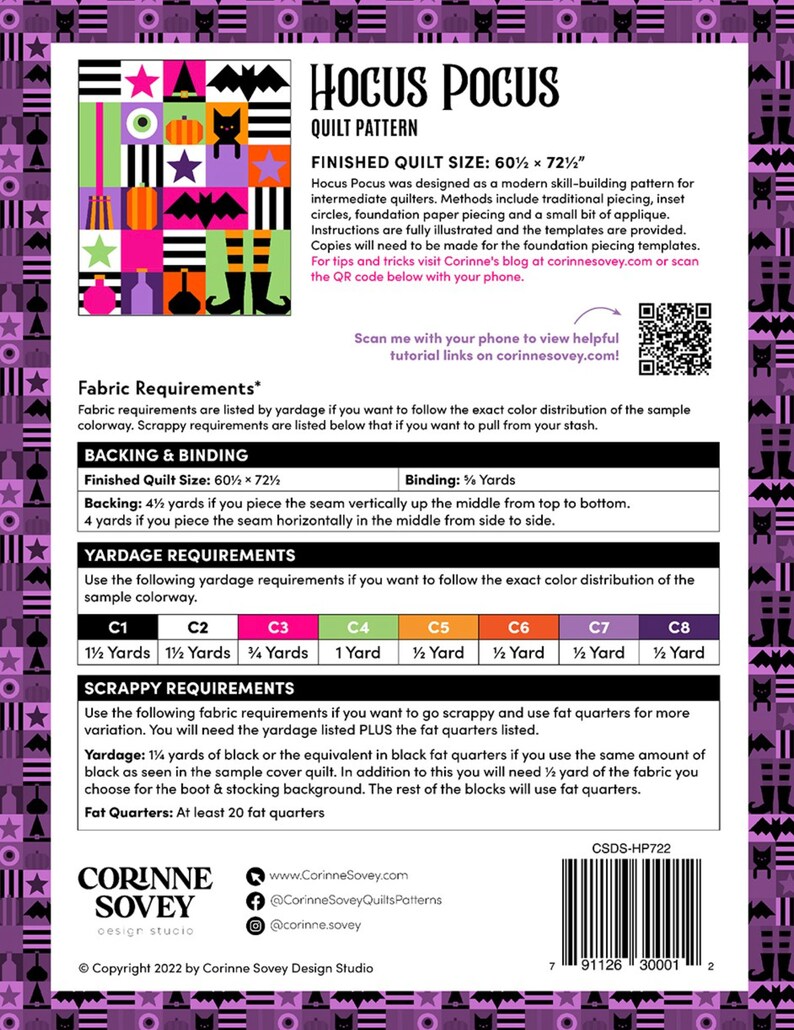 Corinne Sovey Design Studio Hocus Pocus Quilt Pattern - Etsy
