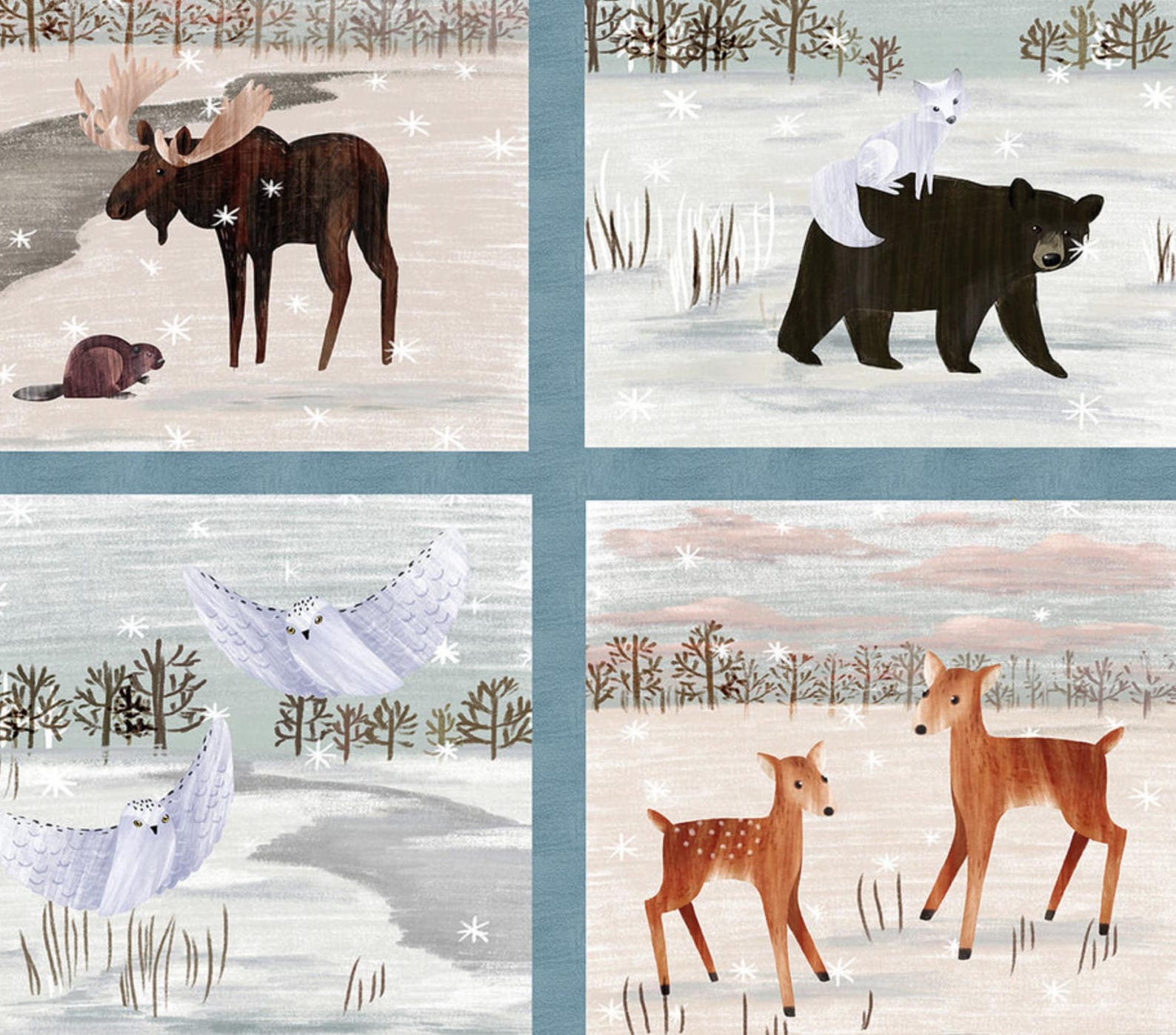 FLANNEL Blank Quilting CHILL FACTOR Flannel Forest Animals Panel - Etsy