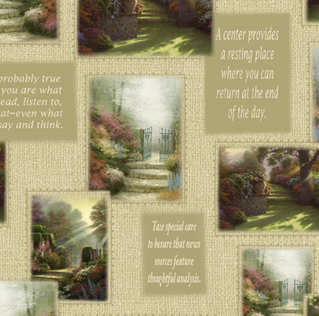 CLEARANCE Benartex THOMAS KINKADE Pathway to Paradise Patch Tan - Etsy