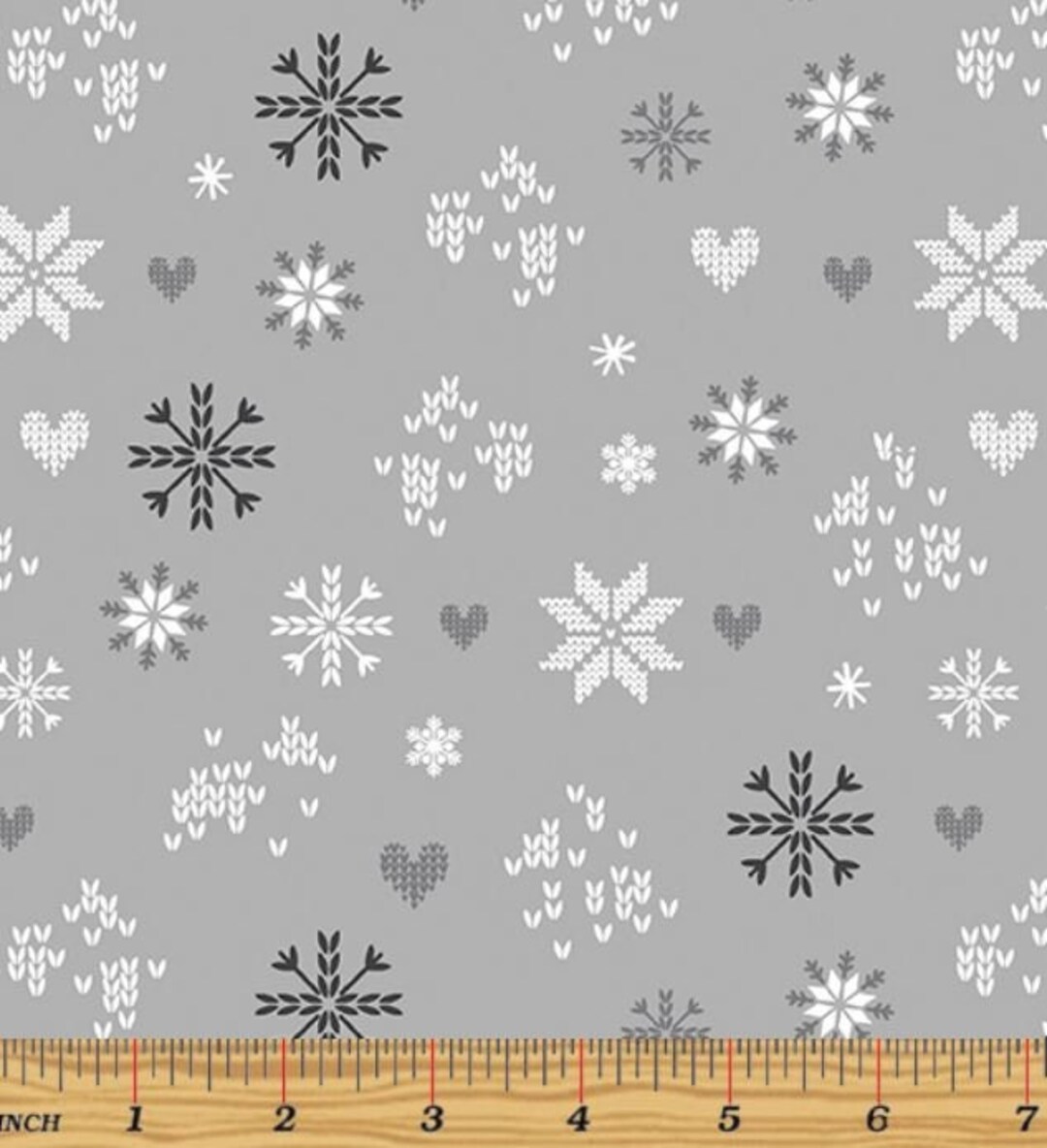 Benartex KNIT & CABOODLE Snowflake Love Gray - Etsy