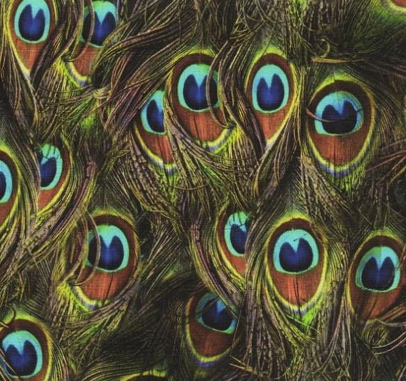 Hoffman Proud as A Peacock Digital Print Feathers - Etsy