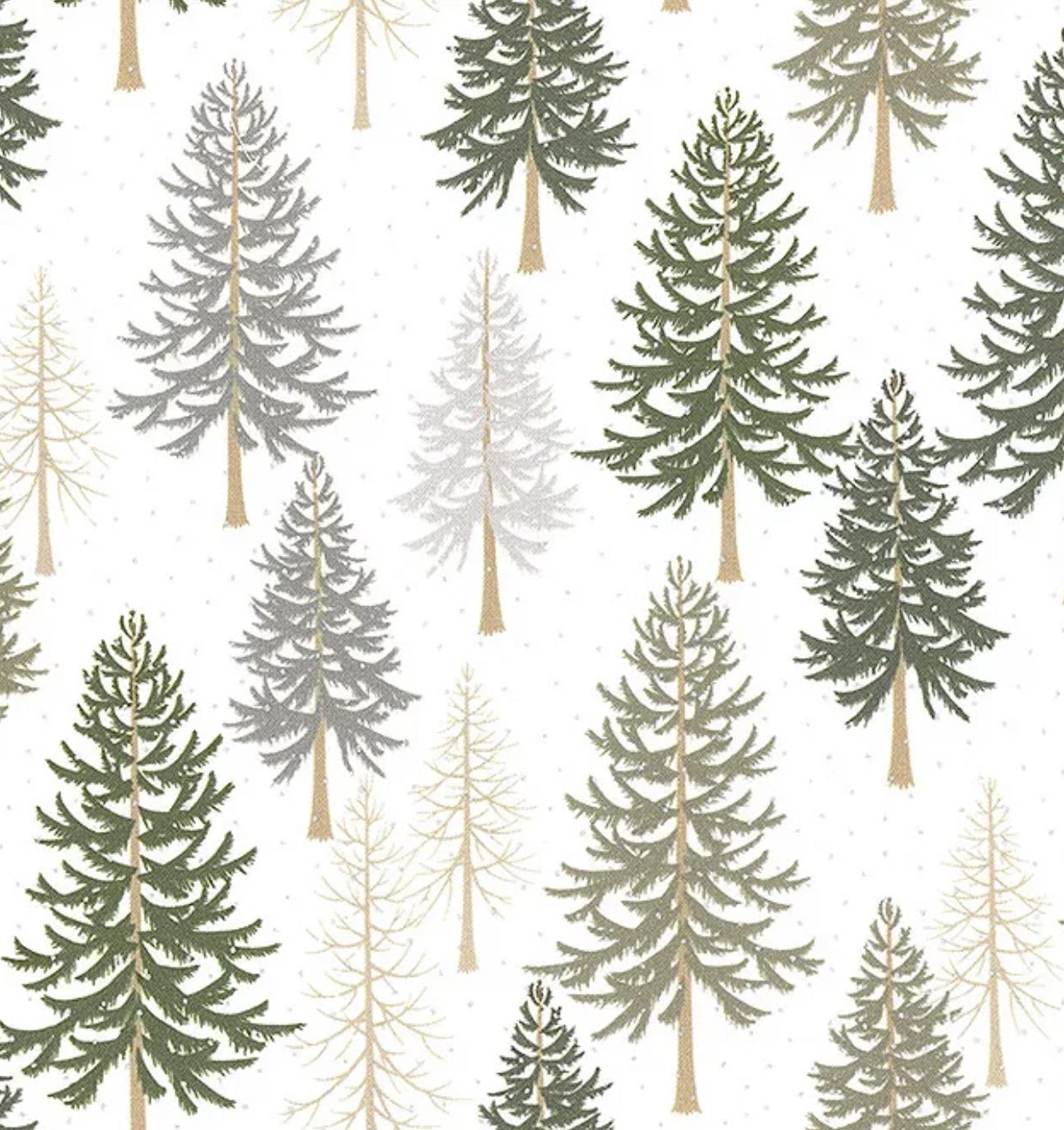 Figo Fabrics SNOWFALL by Pippa Shaw Trees White (METALLIC) - Etsy