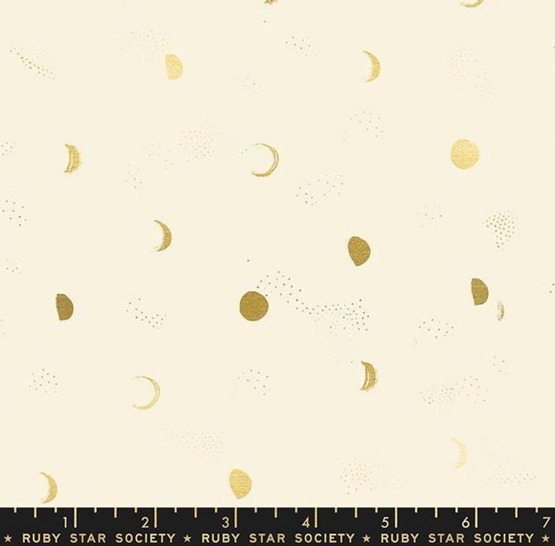 REMNANT Moda Ruby Star Society FIREFLY by Sarah Watts Moon Phase Buttercream (METALLIC) - Etsy