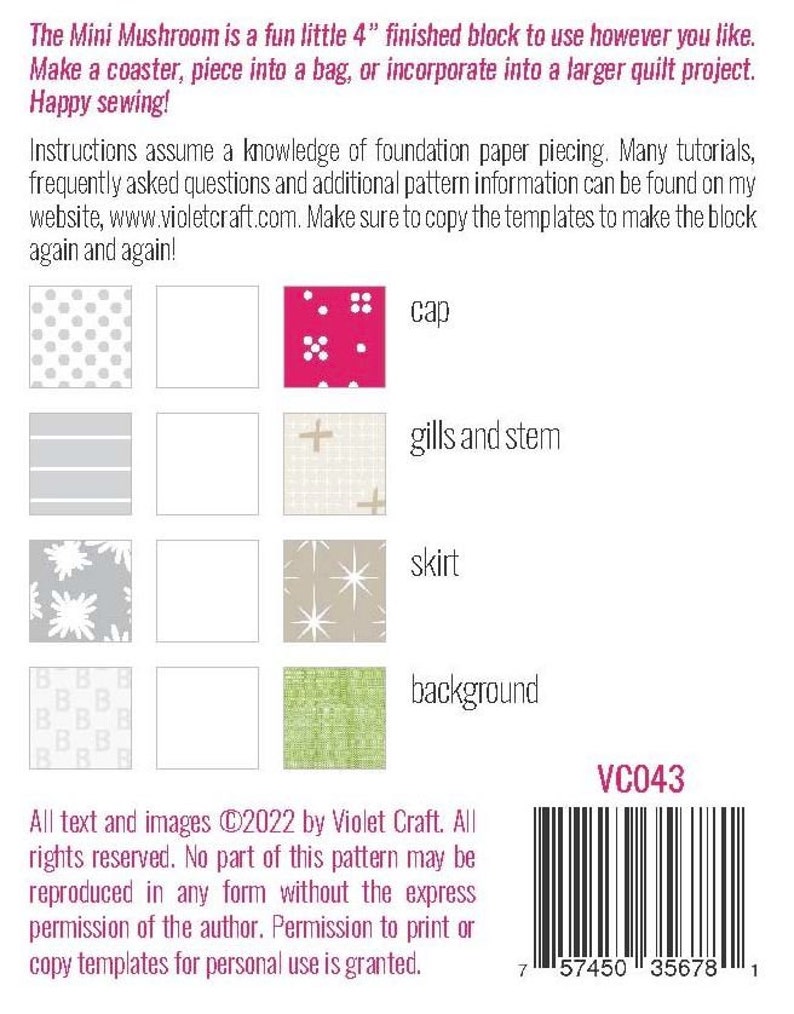 The MINI Mushroom Block by Violet Craft Pattern PAPER - Etsy