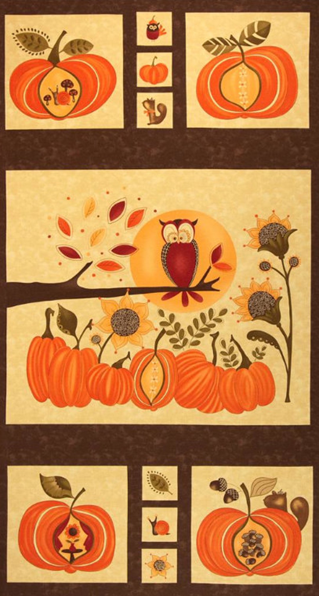 LAST PANEL Moda Hello Fall Panel Bark by Sandy Gervais - Etsy