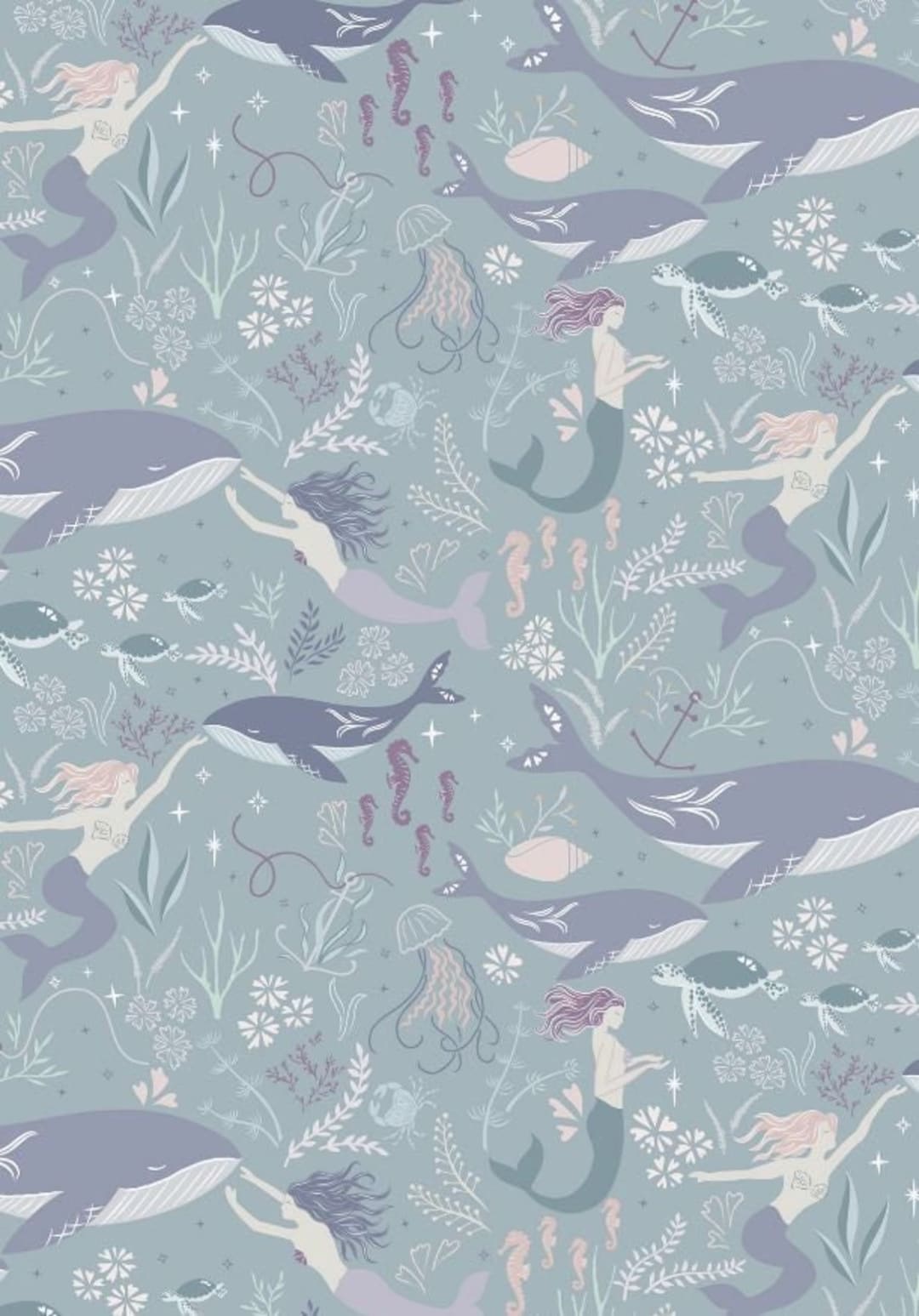 FAT QUARTER Lewis & Irene Sound of the Sea Sirens Spell Turquoise - Etsy