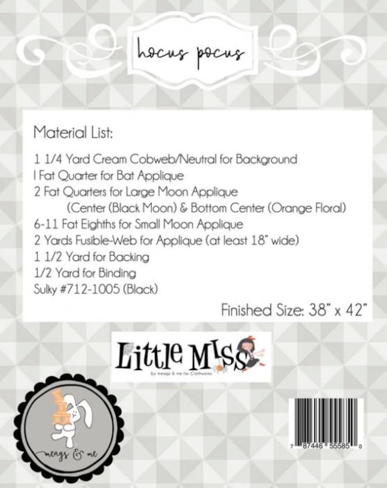 Meags and Me Hocus Pocus Quilt Pattern (PAPER) - Etsy