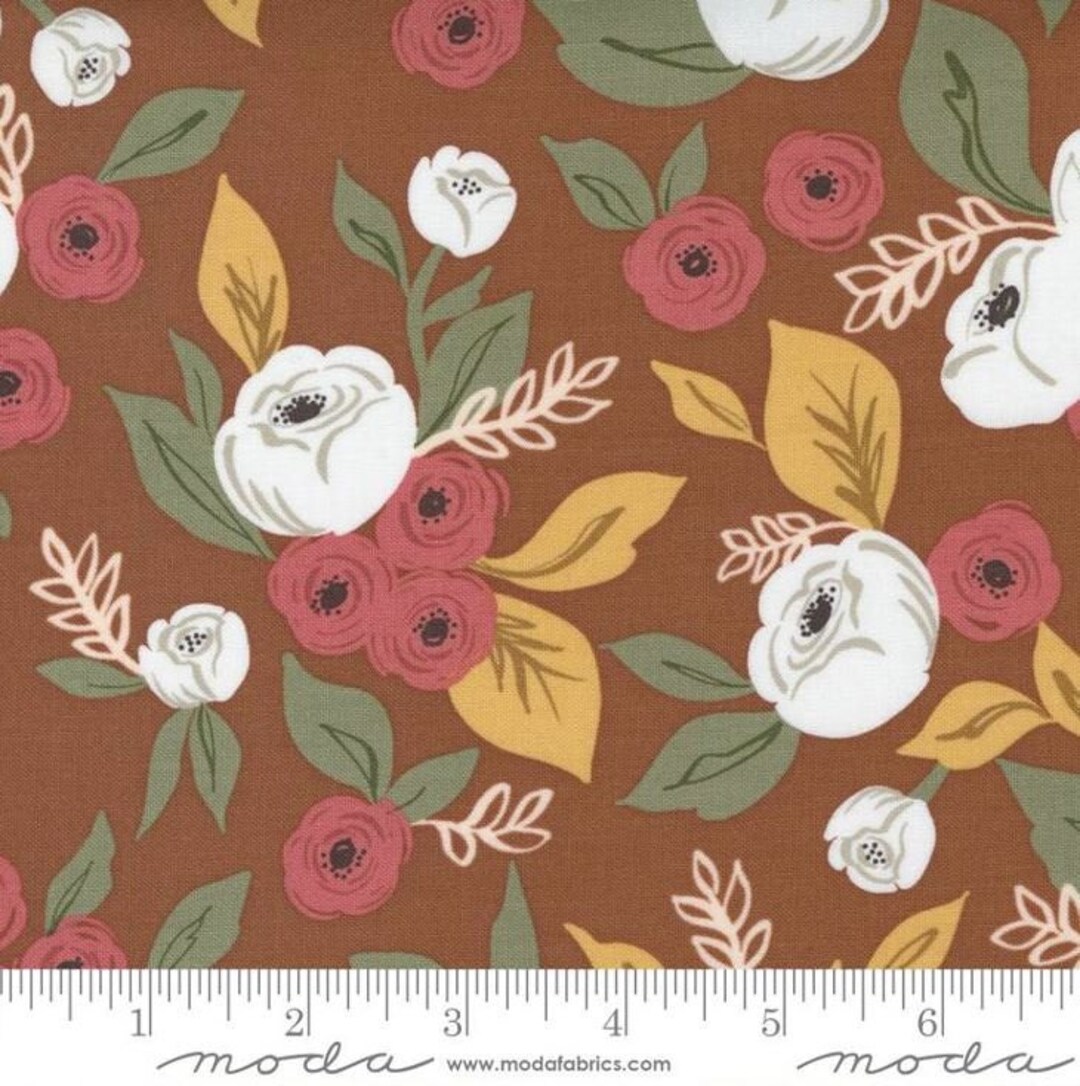 FAT QUARTER Moda Flower Pot by Lella Boutique Meadow Floral Hand Drawn ...