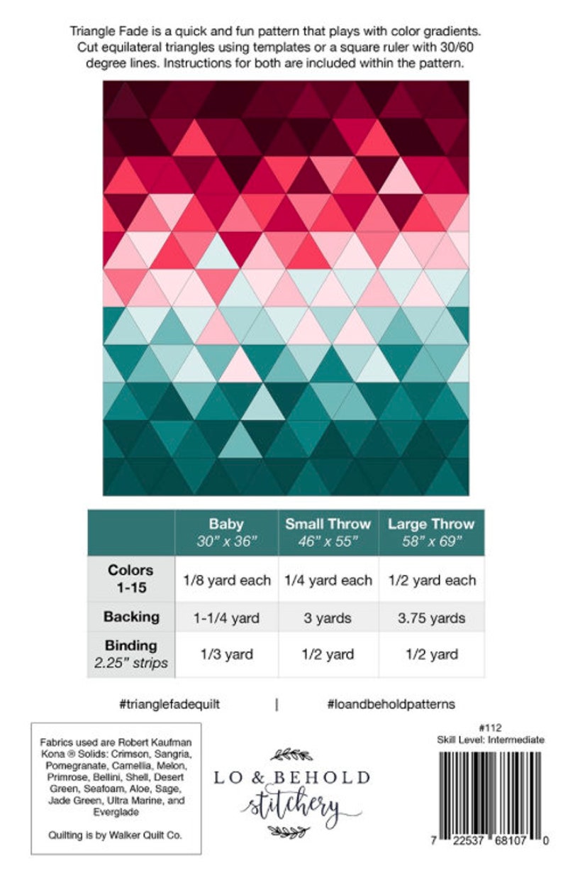 Lo & Behold Stitchery Triangle Fade Quilt Pattern | Etsy