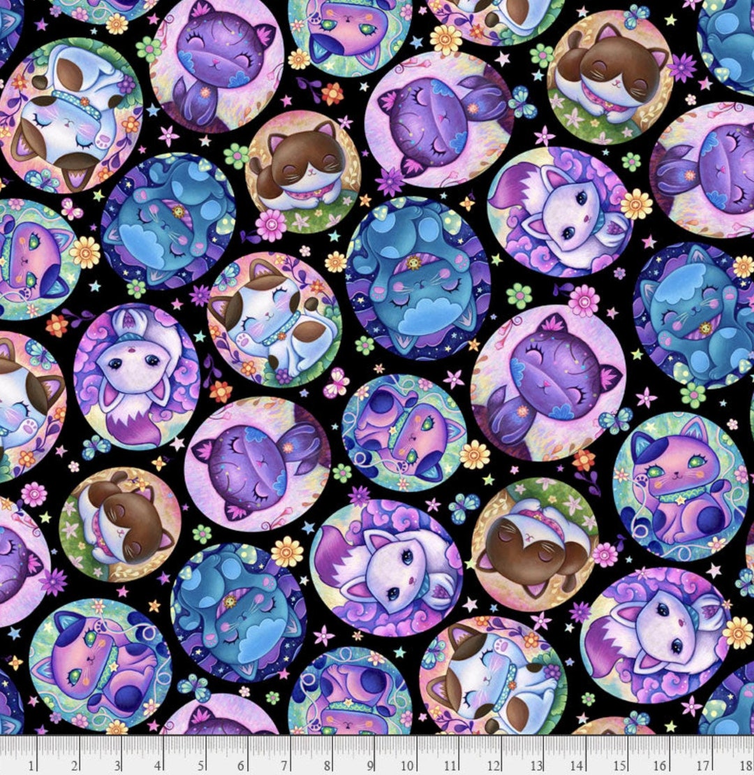 P&B Textiles CRAZY KITTIES Kitty Black - Etsy