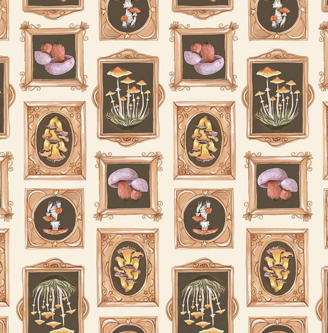 Dear Stella FORAGER by Rae Ritchie Mushroom Gallery Cream - Etsy