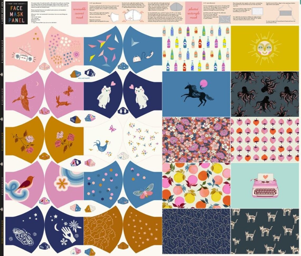 Moda Ruby Star Society COLLAB Face Mask Panel 1 - Etsy