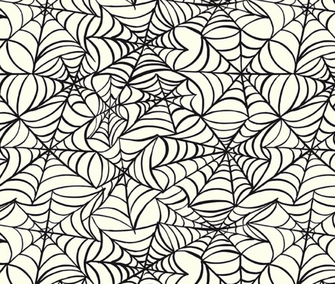 REMNANT Riley Blake HOCUS POCUS by Echo Park Paper Co. Spiderwebs Cream ...