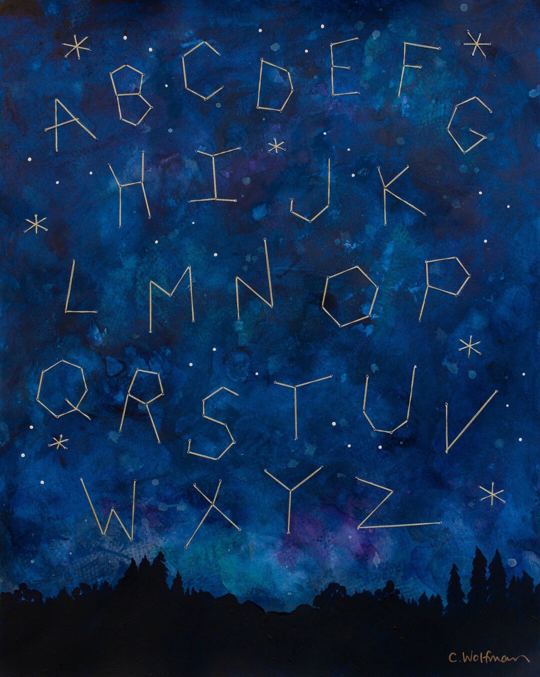 Alphabet Stars Print | ABC Kids Room Art | Playroom Decor ...