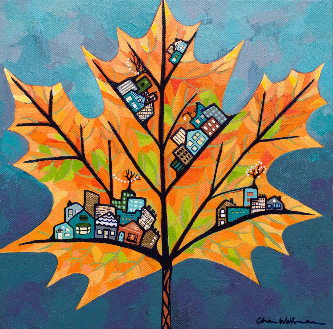 Maple Leaf City | Fall Leaves Fine Art Print | Colorful Wall Art ...