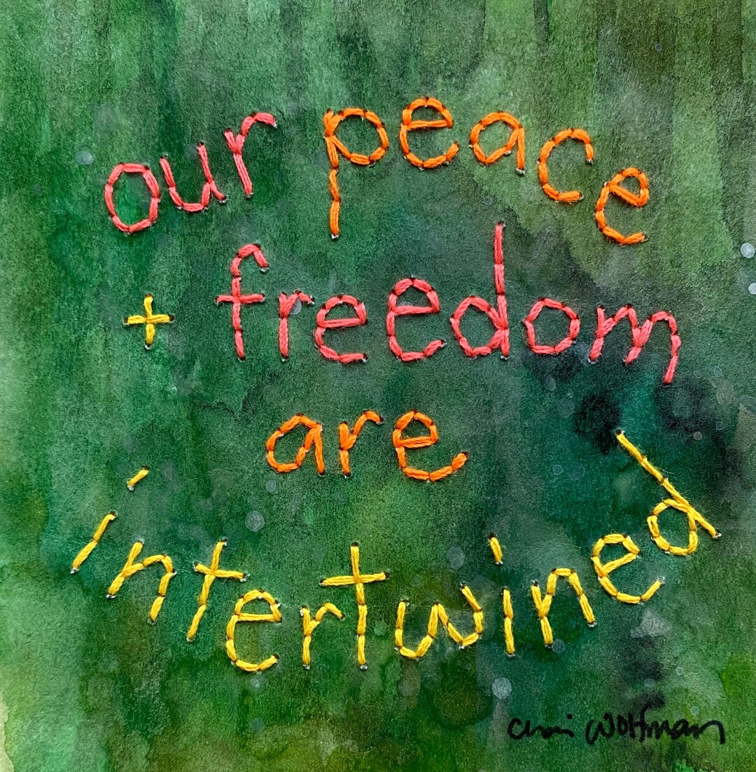 Peace and Freedom Original Painting Mixed Media Artwork Small Framed ...