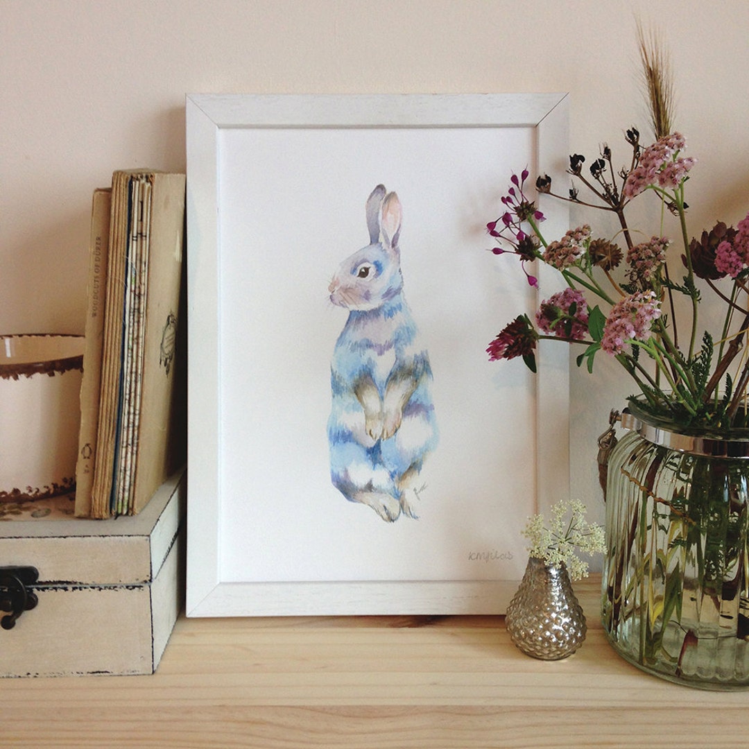 Kunst aan de muur konijn, aquarel, print, afdrukbare muurkunst ...