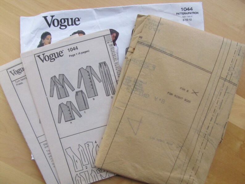 Uncut Vogue Sewing Pattern 1044 - Misses Jacket, Dress, Top and Skirt ...