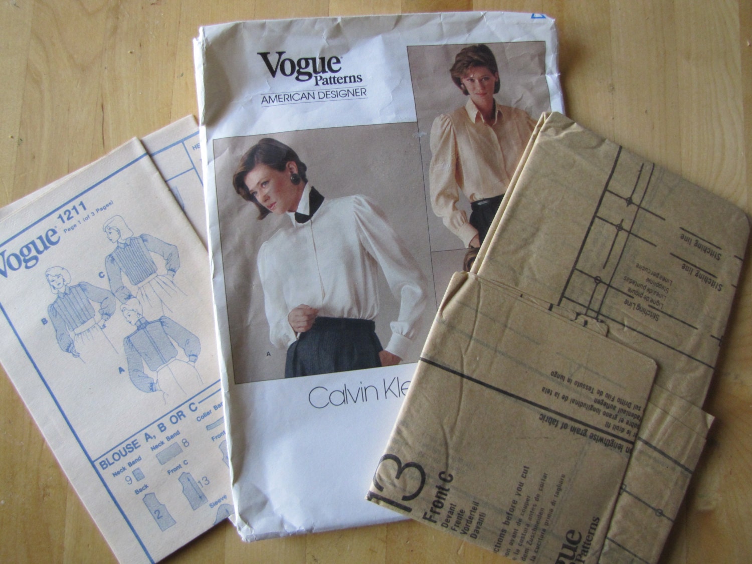 Uncut Vogue Sewing Pattern 1211 - Misses Blouse - Calvin Klein - Size 8 ...